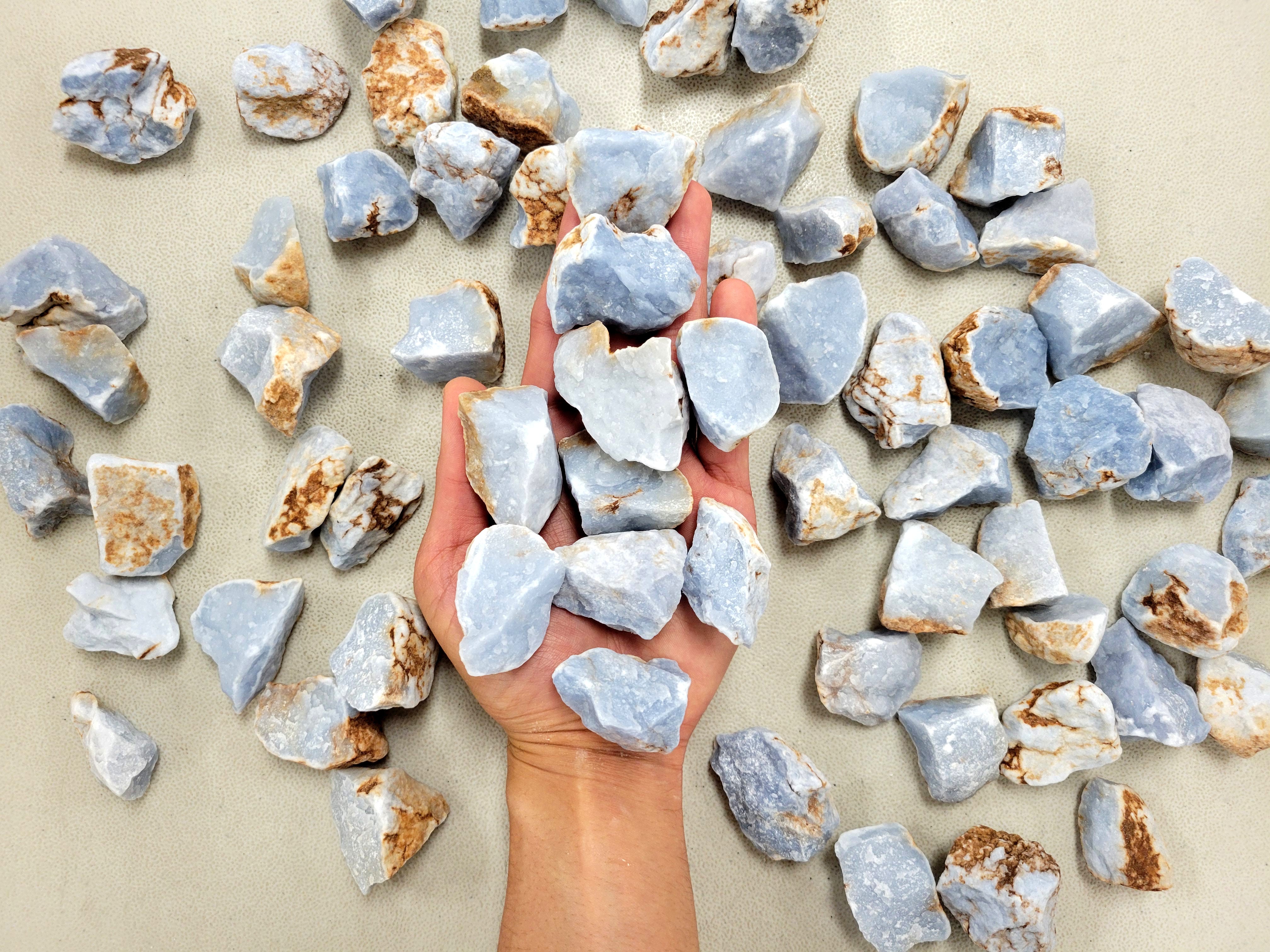 Angelite Crystals Rough Stones Bulk – VINACRYSTALS